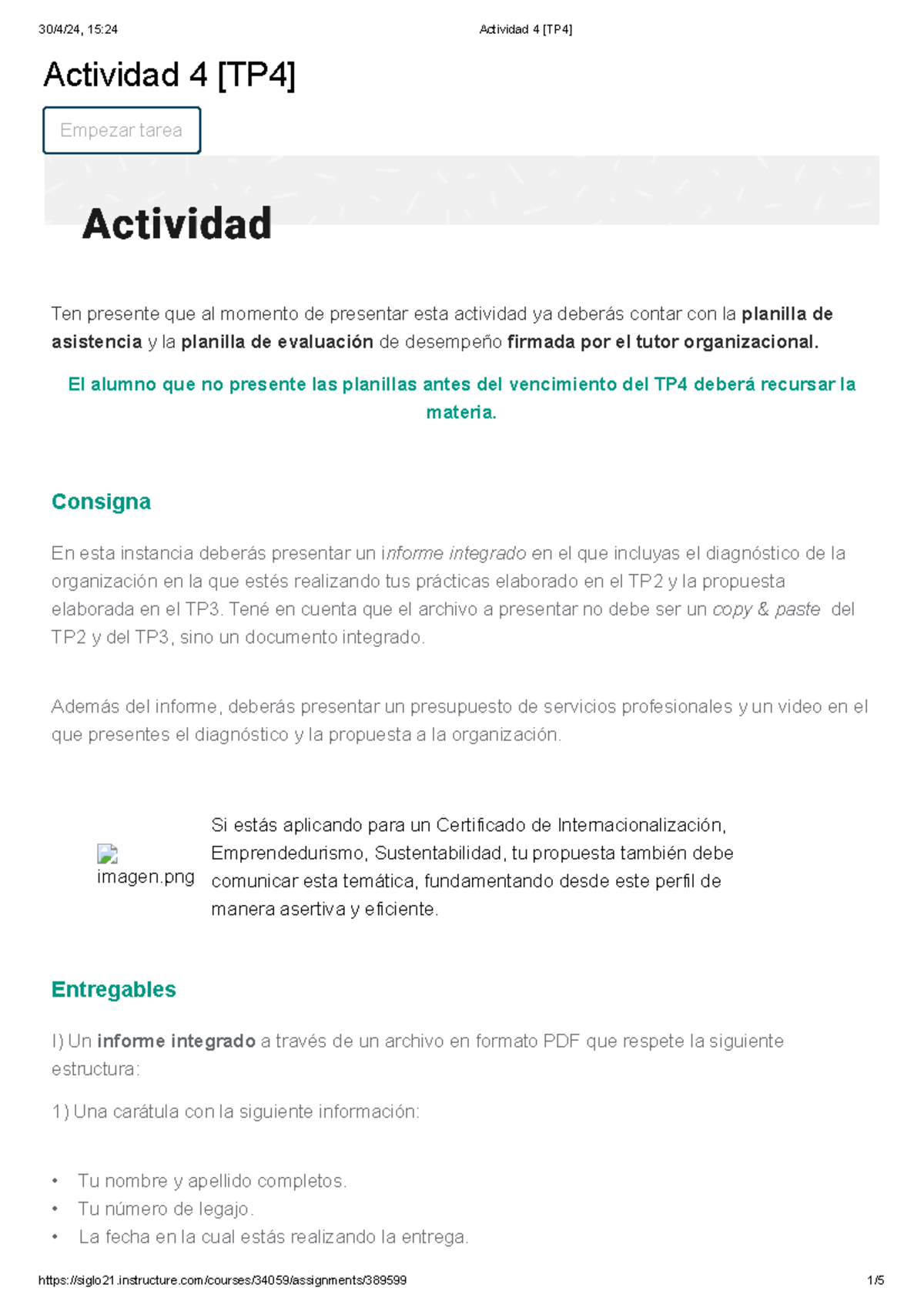 Actividad 4 [TP4] - Actividad 4 [TP4] Empezar tarea Ten presente que al momento de presentar ...