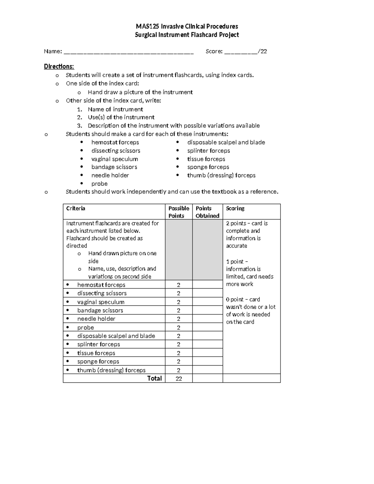 Instrument Flashcards - o One side of the index card: o Hand draw a ...