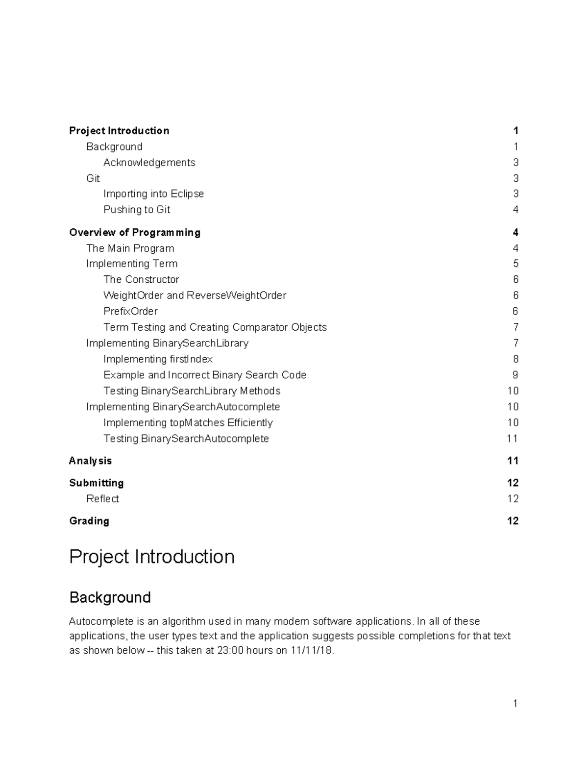 Project P5 Autocomplete, Compsci 201, Fall 2018 - Project Introduction ...