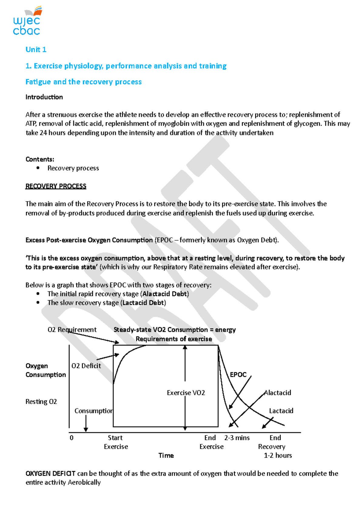 1.6 Fatigue and the recovery process - Unit 1 1. Exercise physiology, performance analysis and ...