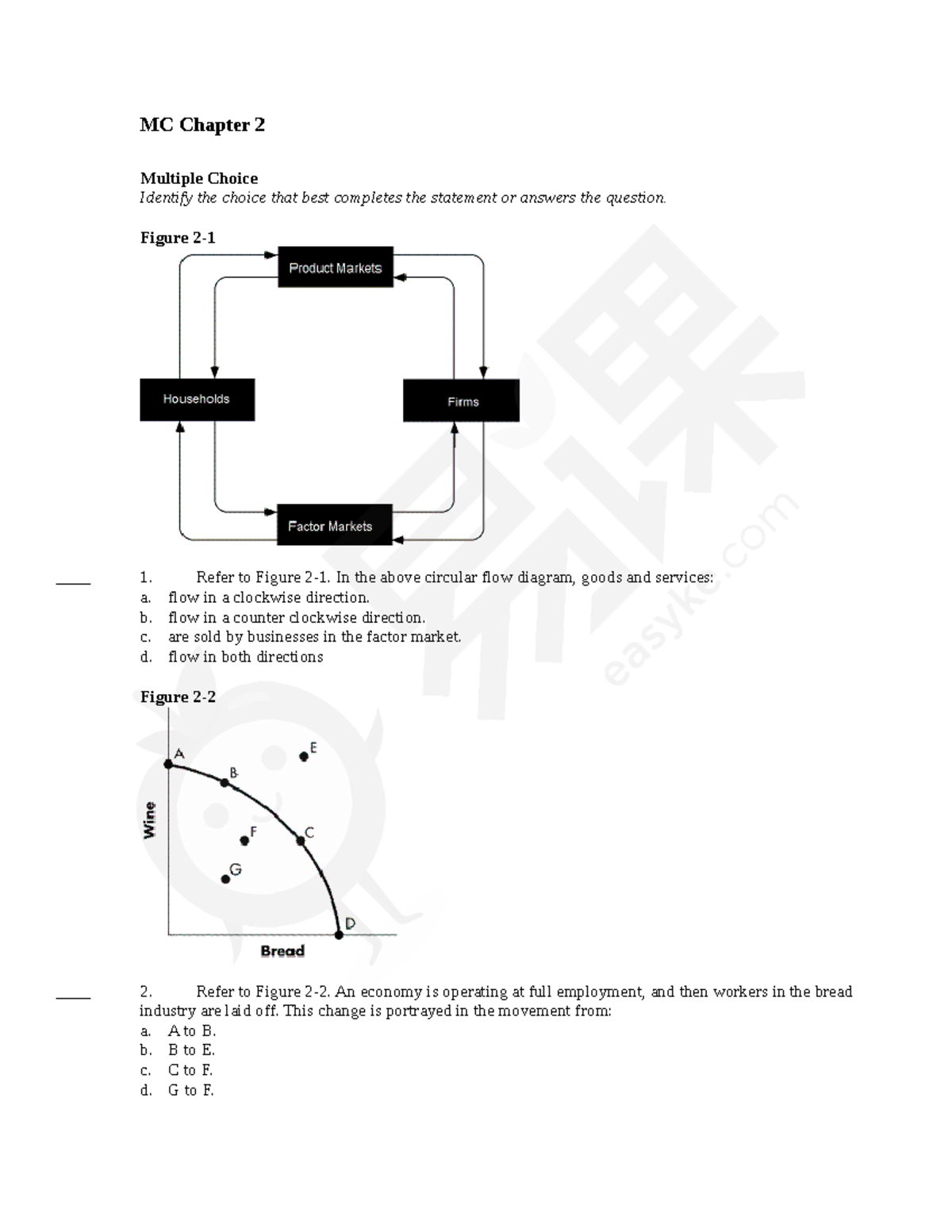 ECON103 Quiz Chapter 2 - MC Chapter 2 Multiple Choice Identify the ...