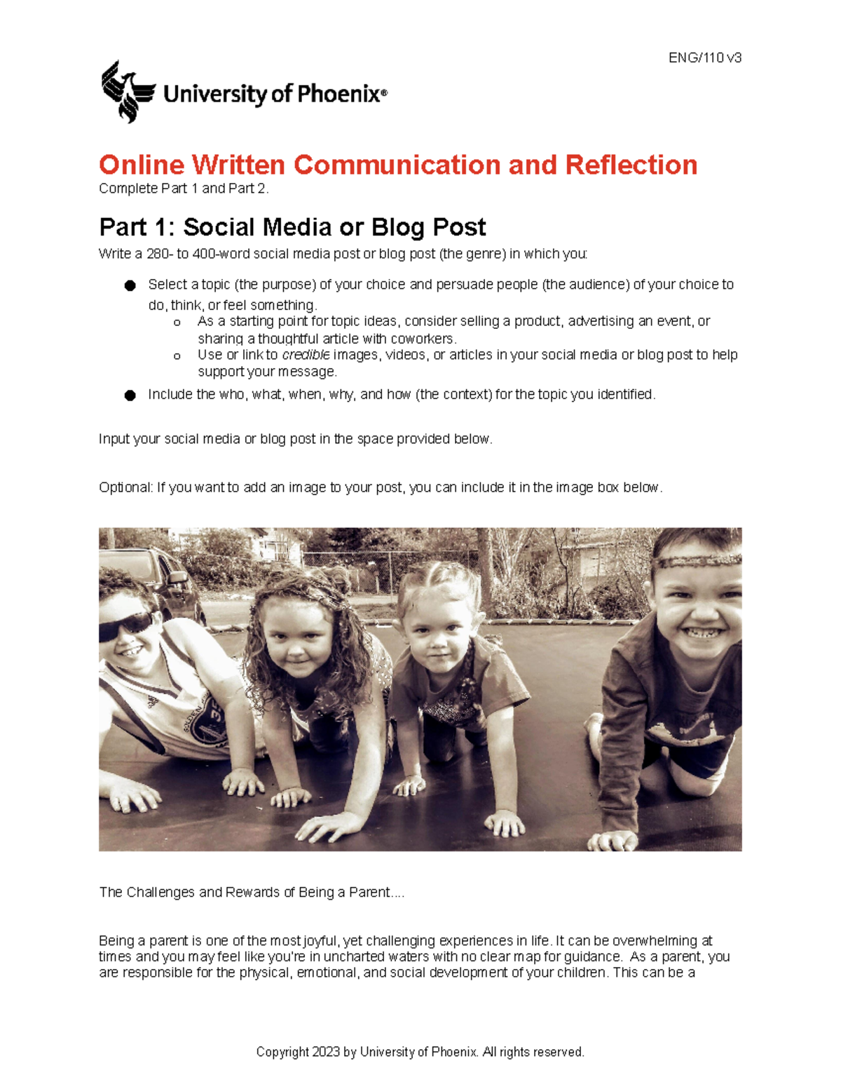 2nd eng110 wk3 online written communication and reflection - ENG/110 v ...