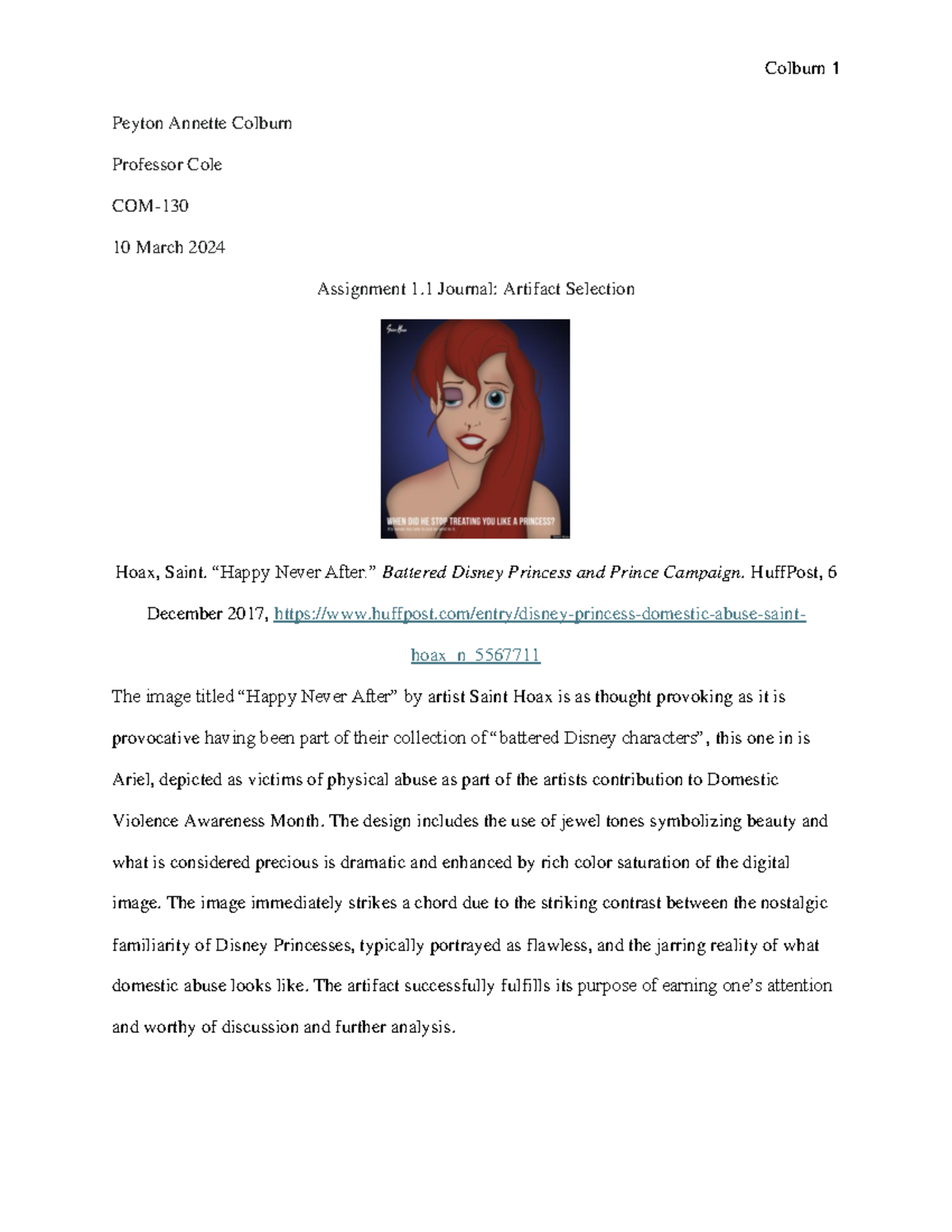 COM130 Module One Journal One - Colburn 1 Peyton Annette Colburn ...