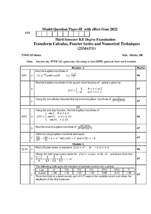 21MAT31 Model QP-1 with Solutions - Model Question Paper-II with effect from 2022 USN Third ...