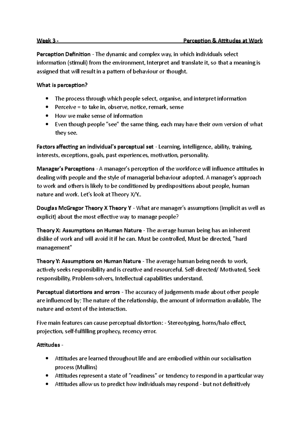 Week 3 Perception & Attitudes - Week 3 - Perception & Attitudes at Work ...