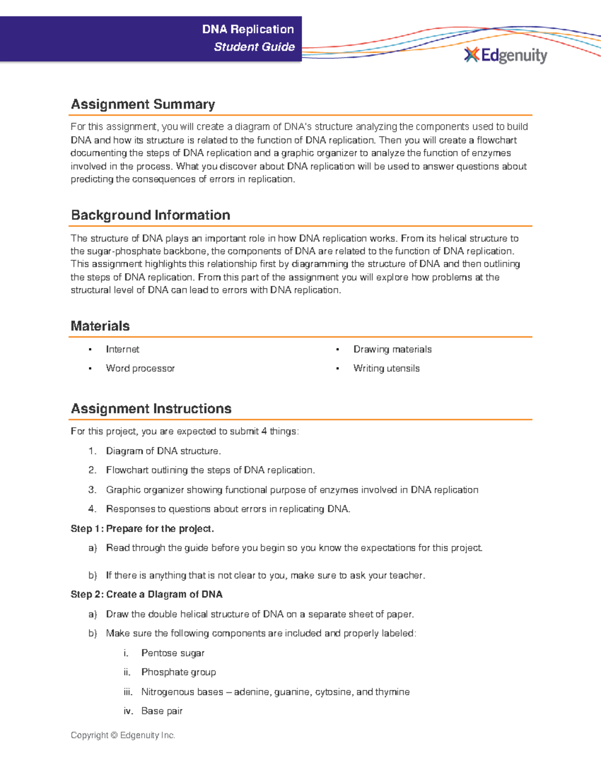 Kami Export - Project-DNA Replication-Student Guide - DNA Replication ...