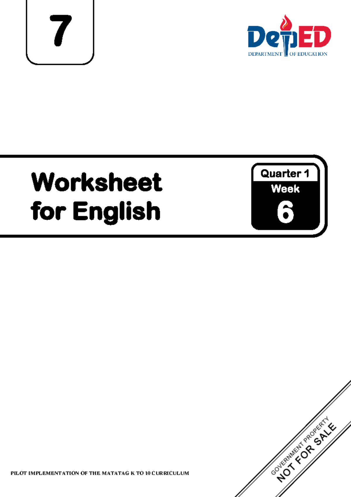 WS English 7 Q1 Week6 v - G7 MATATAG LESSON EXEMPLAR - PILOT IMPLEMENTATION OF THE MATATAG K TO ...