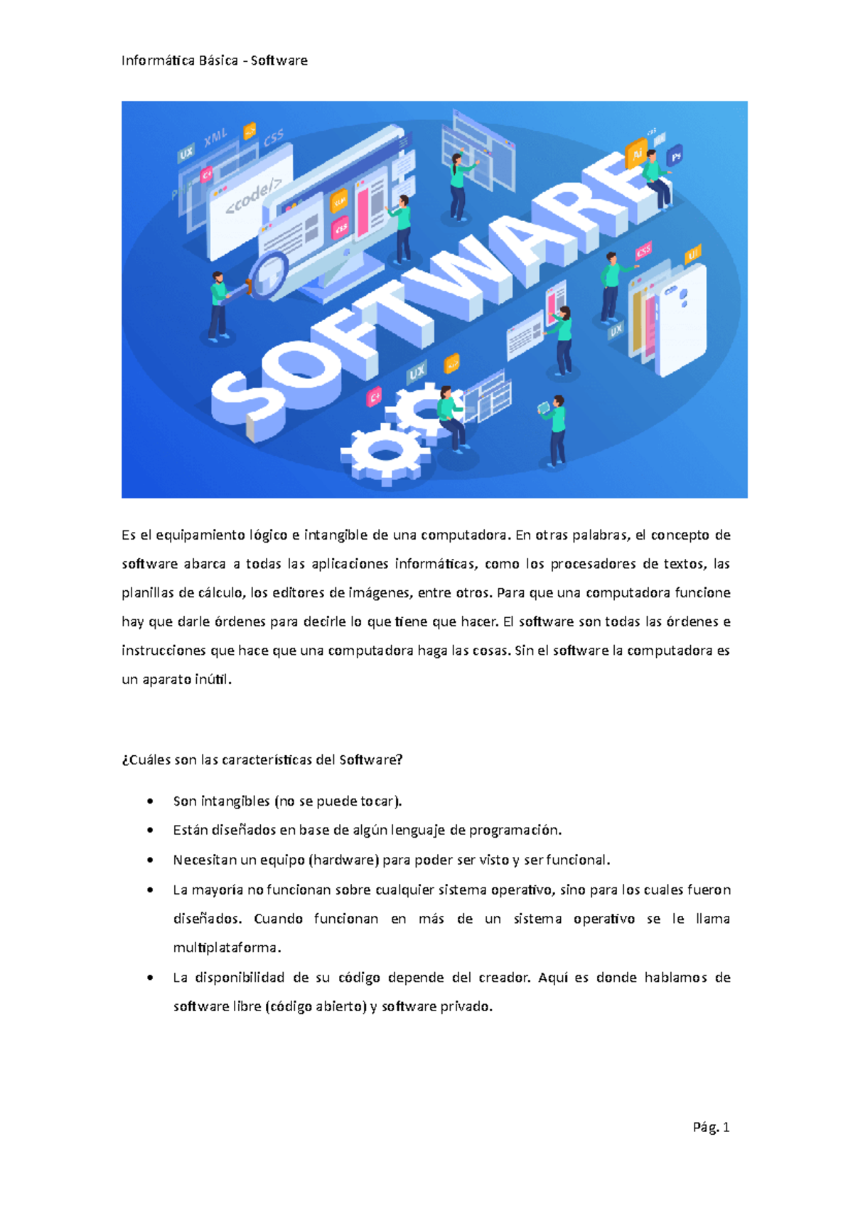 Informática Básica - 02.06 - Software - Es el equipamiento lógico e ...