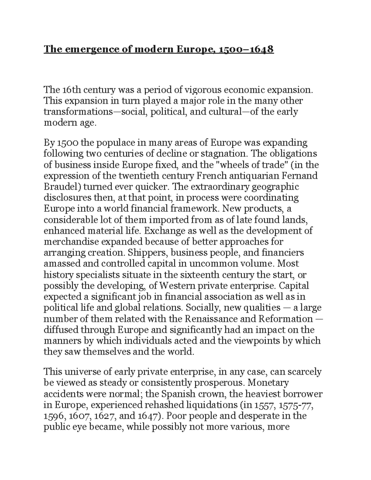 The emergence of modern Europe, 1500–1648 - The emergence of modern ...