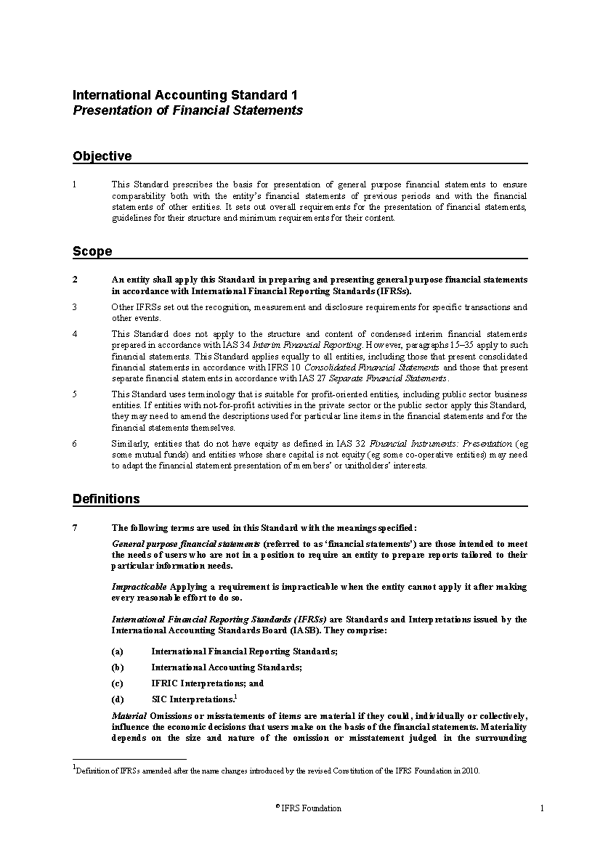 IAS 1 presentation of financial statement - International Accounting ...