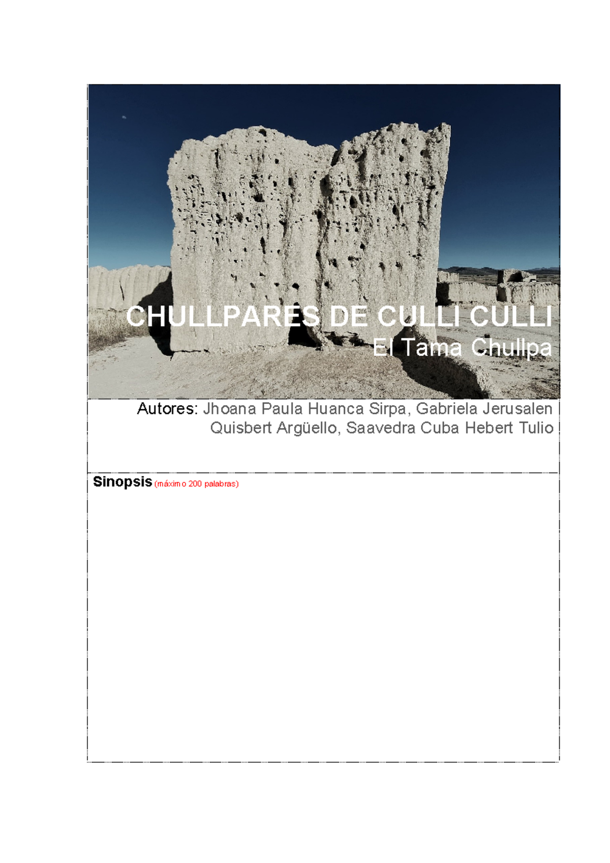22 Siacot Video formato Chullpares DE Culli Culli - Teoria de la ...