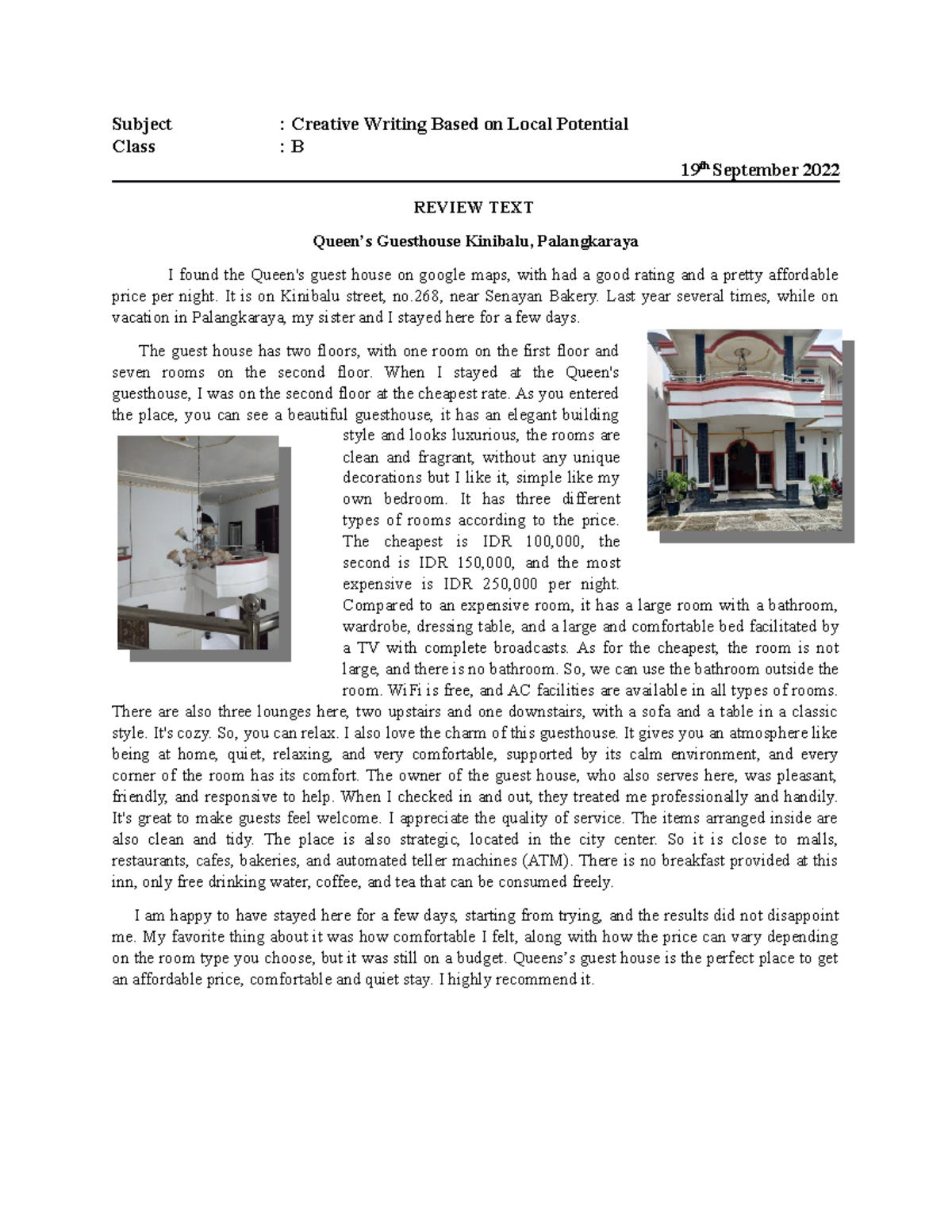 Creative Writing Review Text - Subject : Creative Writing Based on ...