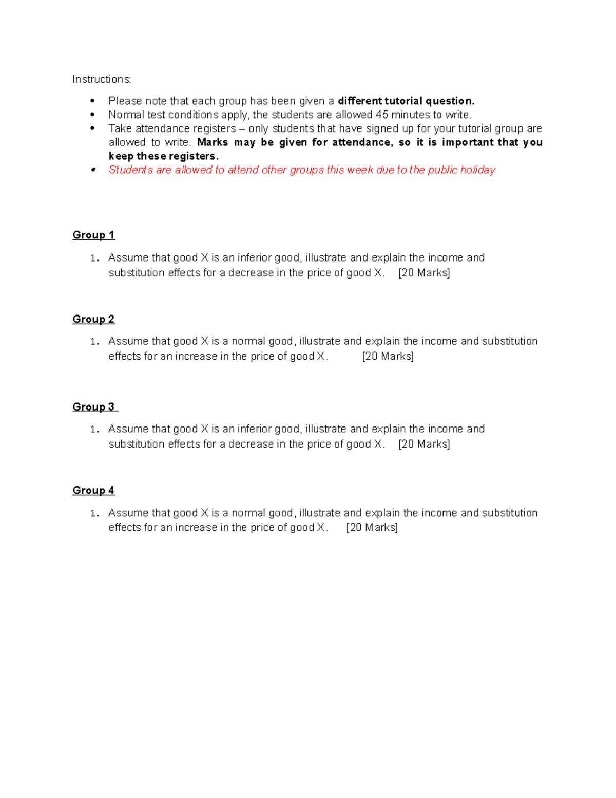 Tutorial 3 questions and answers - Instructions: Please note that each ...