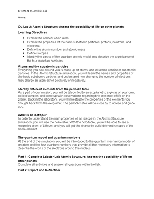 Week 7 Lab-Introduction to Food Macromolecules and Protein Synthesis.docx - OL Lab Week 7: - Studocu