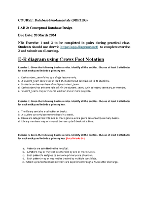 Assignment 1 2023 Databases - University of Namibia Oshakati Campus Computer Science Department ...