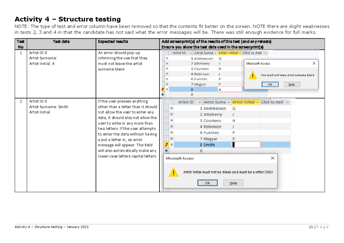 Structure testing - Unit 2 - January 2021 - Part A solution - Activity ...