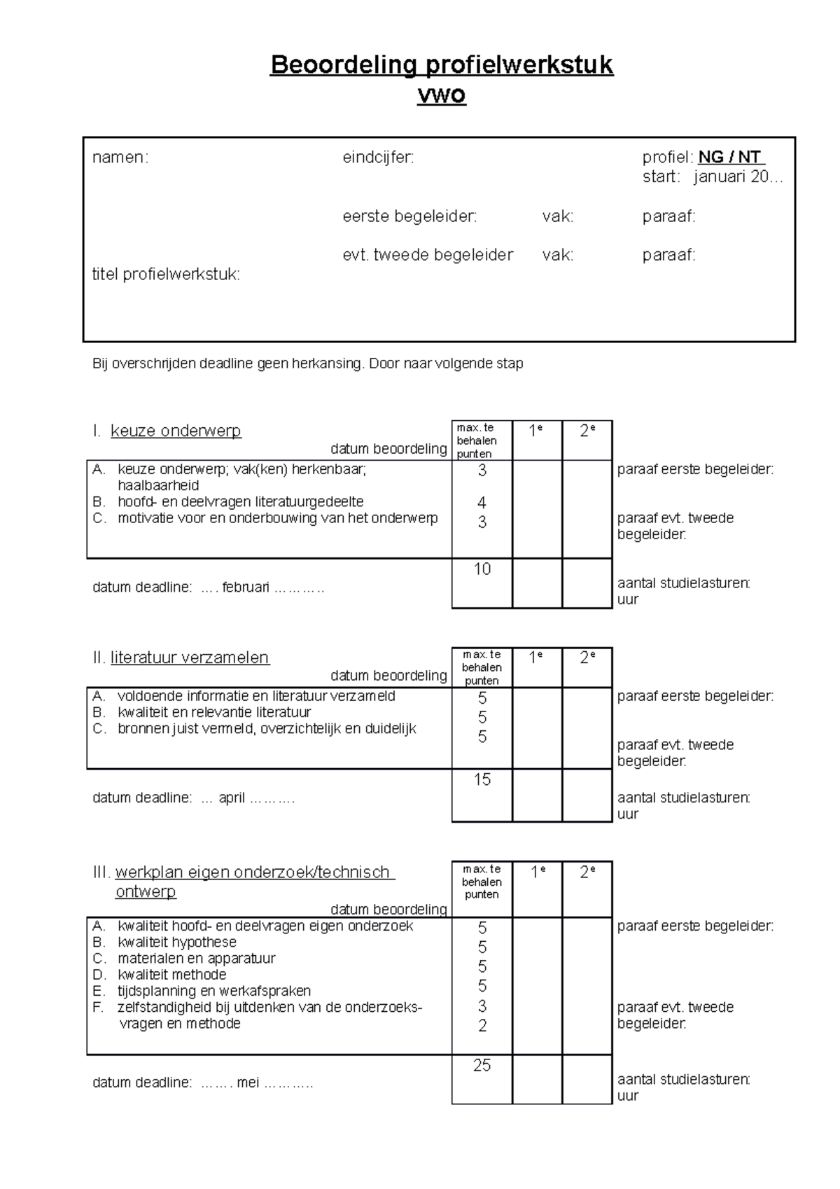 Beoordeling profielwerkstuk NG NT AG5 - Beoordeling profielwerkstuk vwo ...