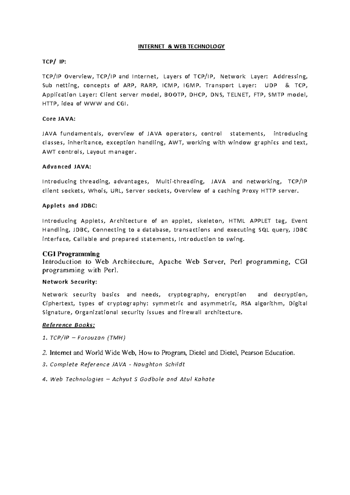 Internet and Web Technology - INTERNET & WEB TECHNOLOGY TCP/ IP: TCP/IP ...