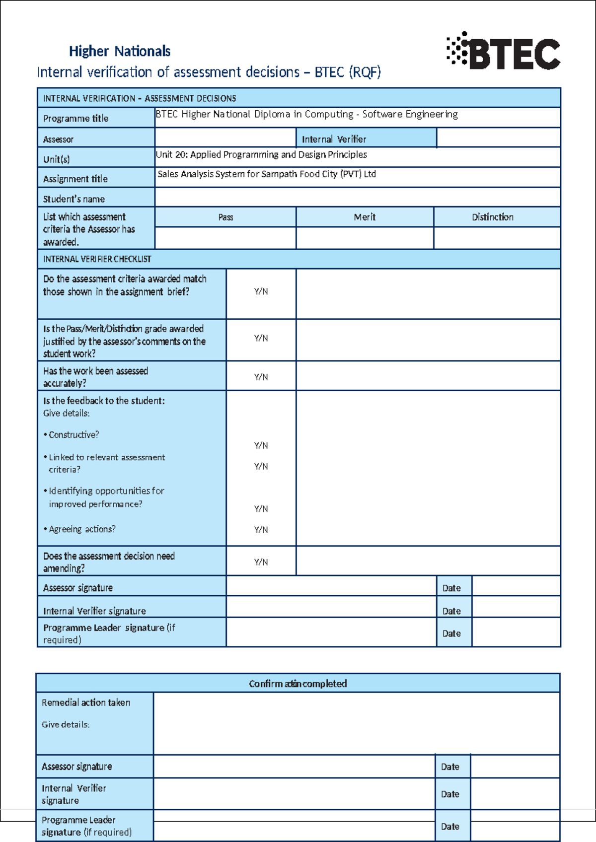 4542-1700542482463-Unit 20 - Applied Programming and Design Principles 2022 - Higher Nationals ...