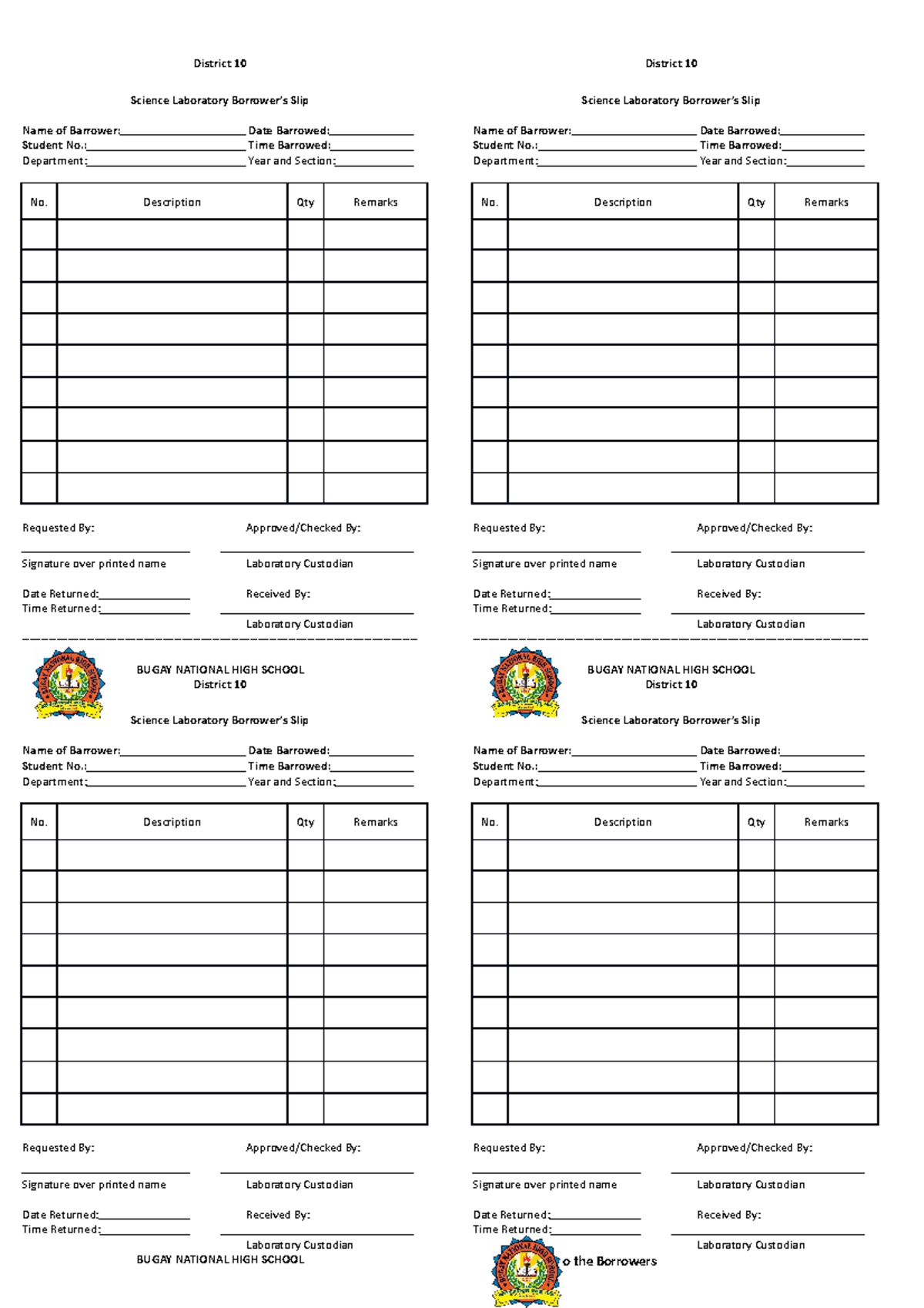 365163673 Laboratory Barrower s Slip - District 10 Science Laboratory ...