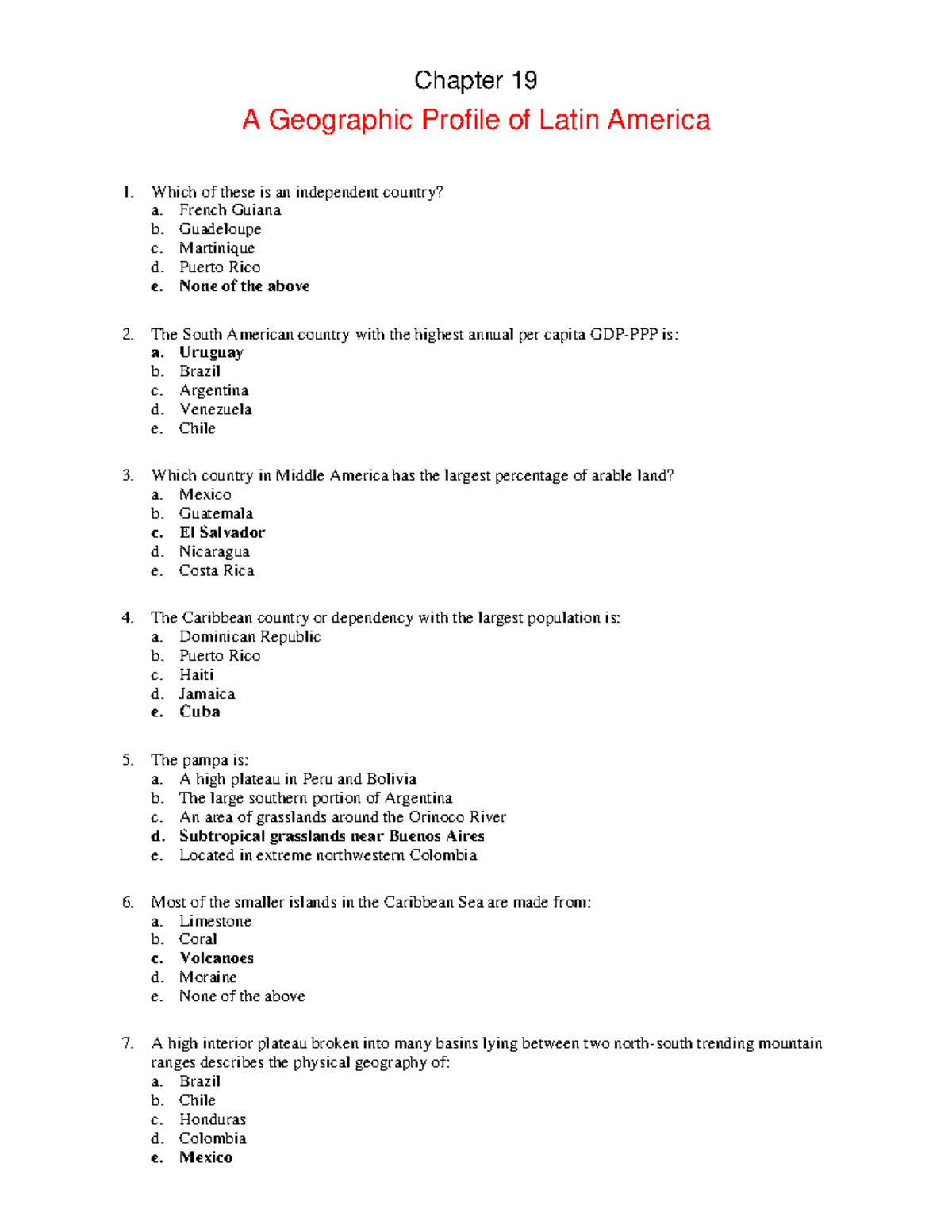 Ch19 A Geographic Profile of Latin America - Chapter 19 A Geographic ...