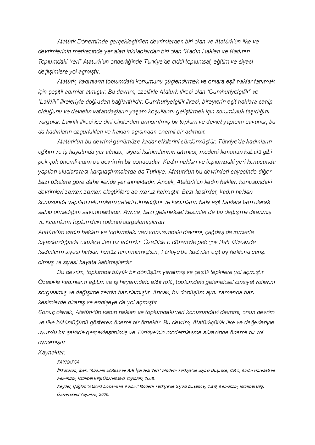 Kadin Haklari - so good - Atatürk Dönemi'nde gerçekleştirilen ...