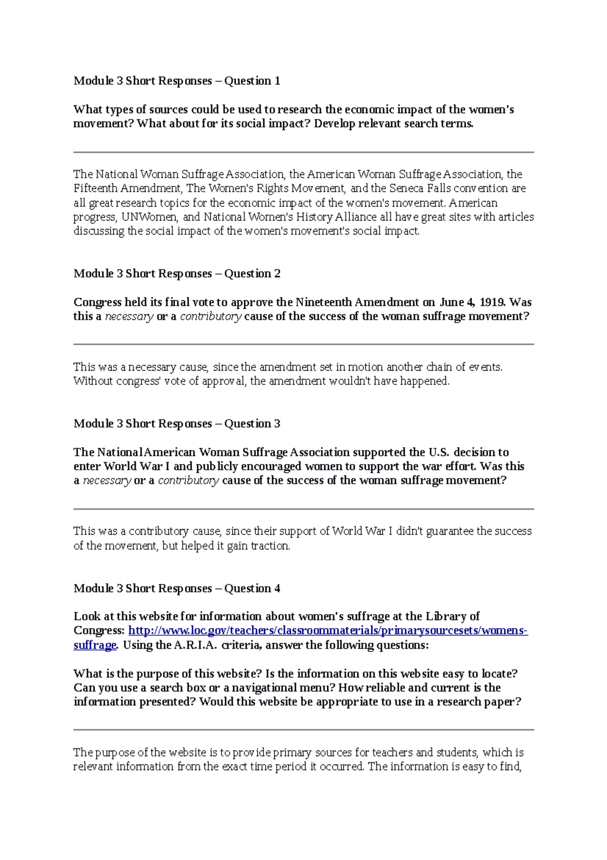 Tyler Silvia HIS 200 Module 3 Responses - Module 3 Short Responses ...