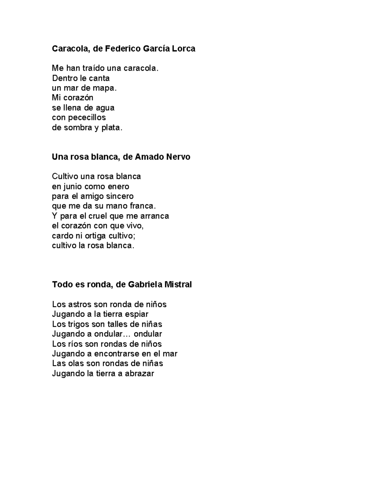 Caracola - poemas - Caracola, de Federico García Lorca Me han traído ...