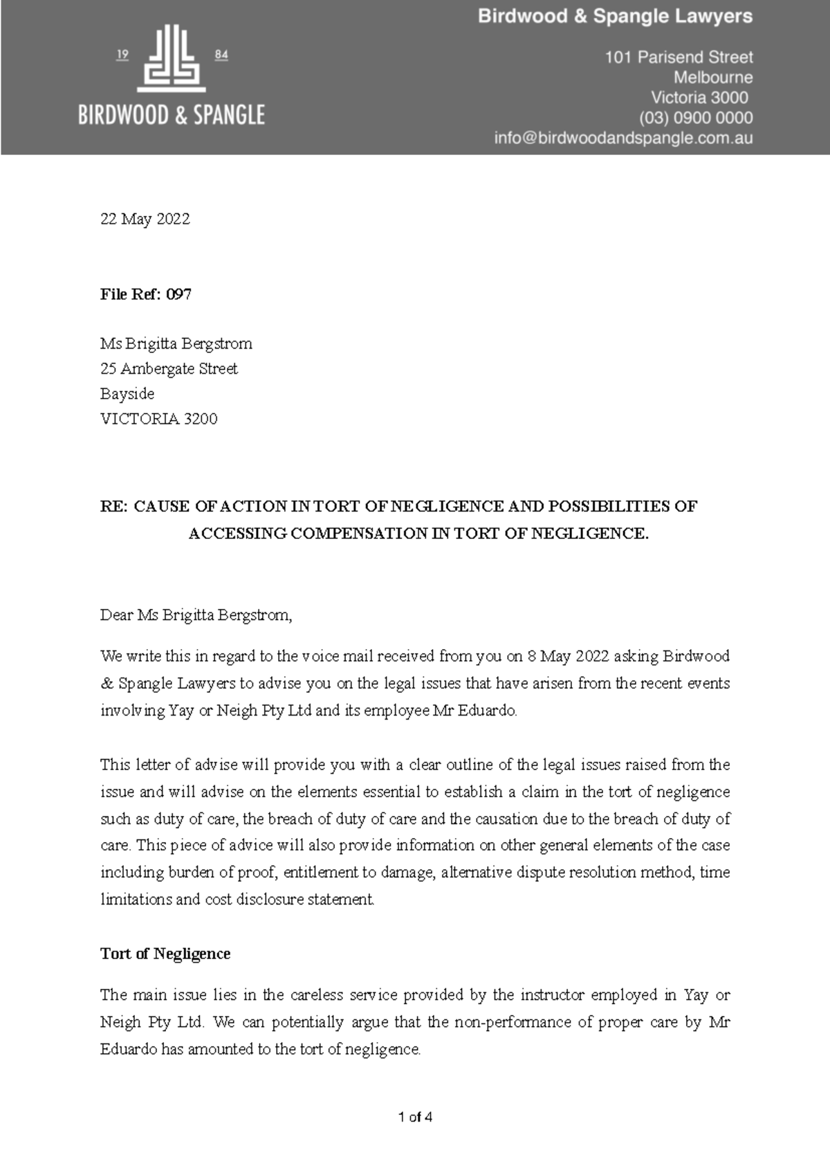 Letter of Advice Final - company law - 22 May 2022 File Ref: 097 Ms ...