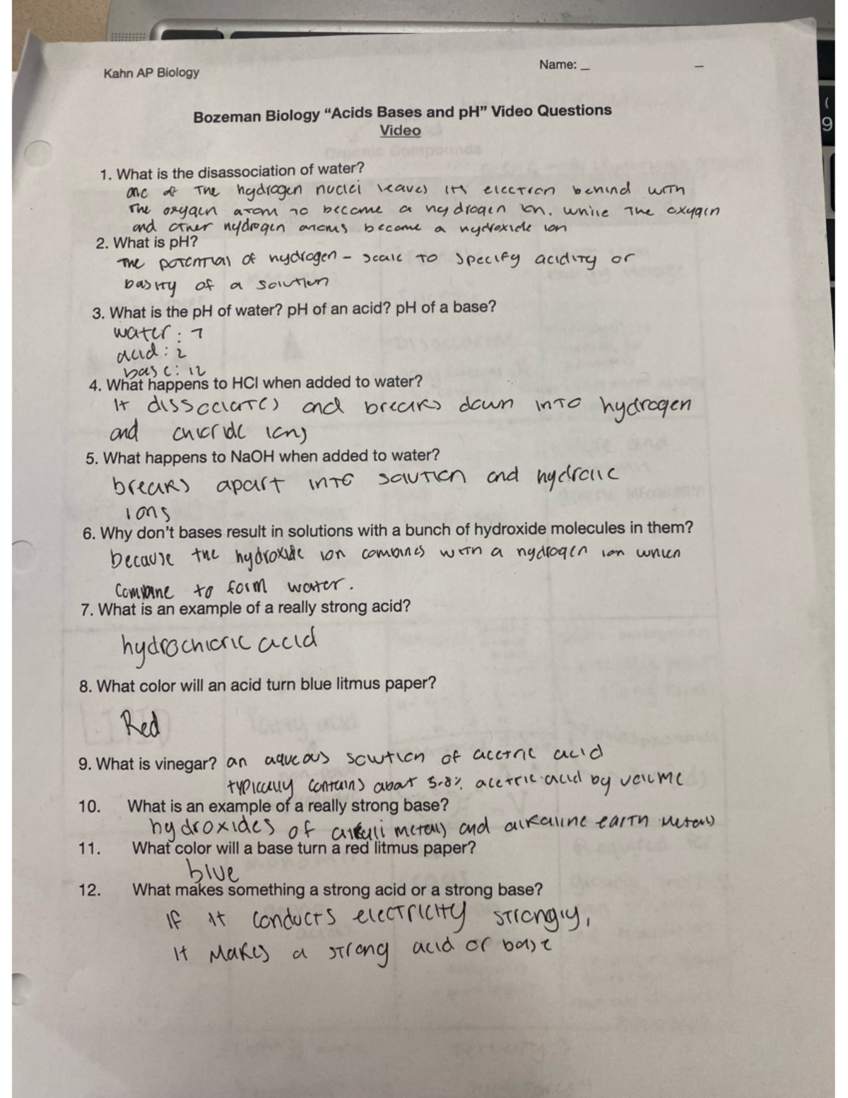 Bozeman Acid and pH - BIOL 100 - Studocu