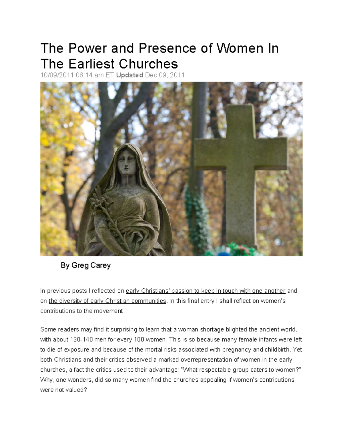 The Power and Presence of Women In The Earliest Churches unit 4 - The ...