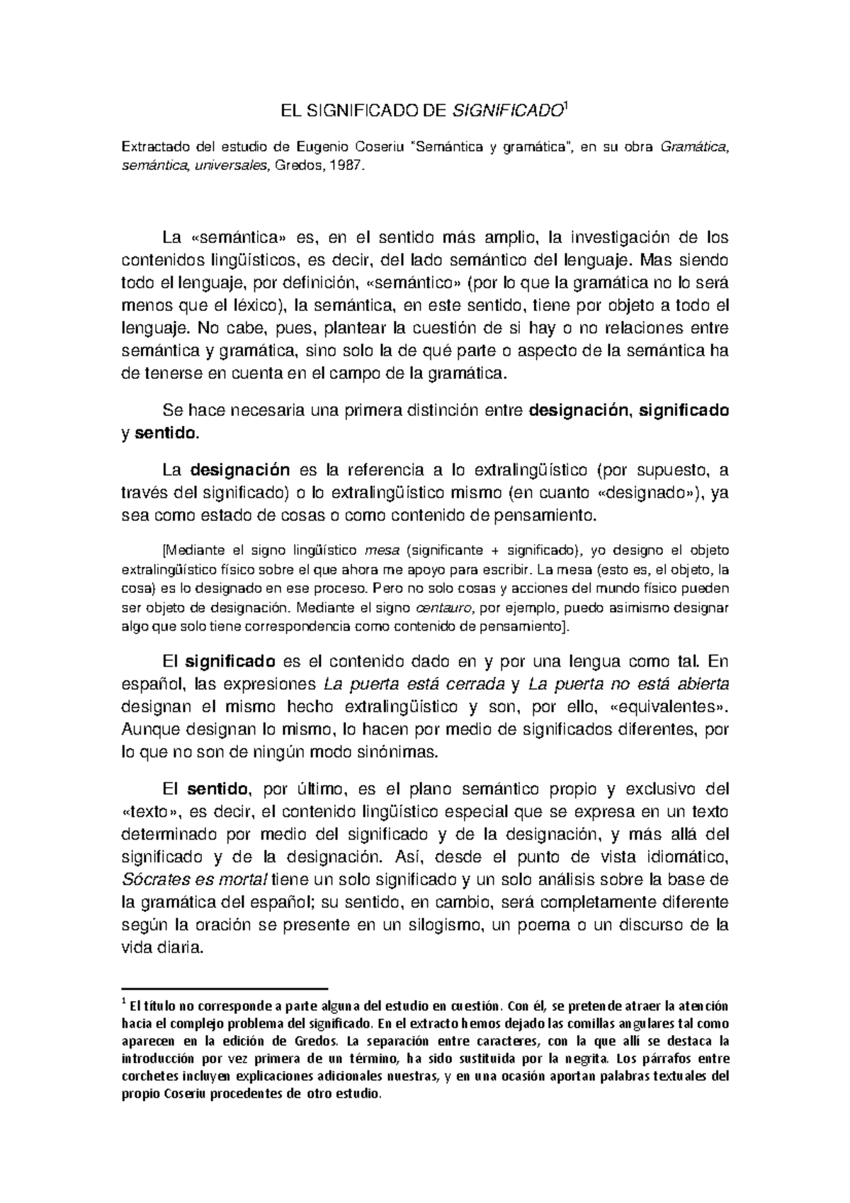 Significado DE Significado - EL SIGNIFICADO DE SIGNIFICADO 1 Extractado ...