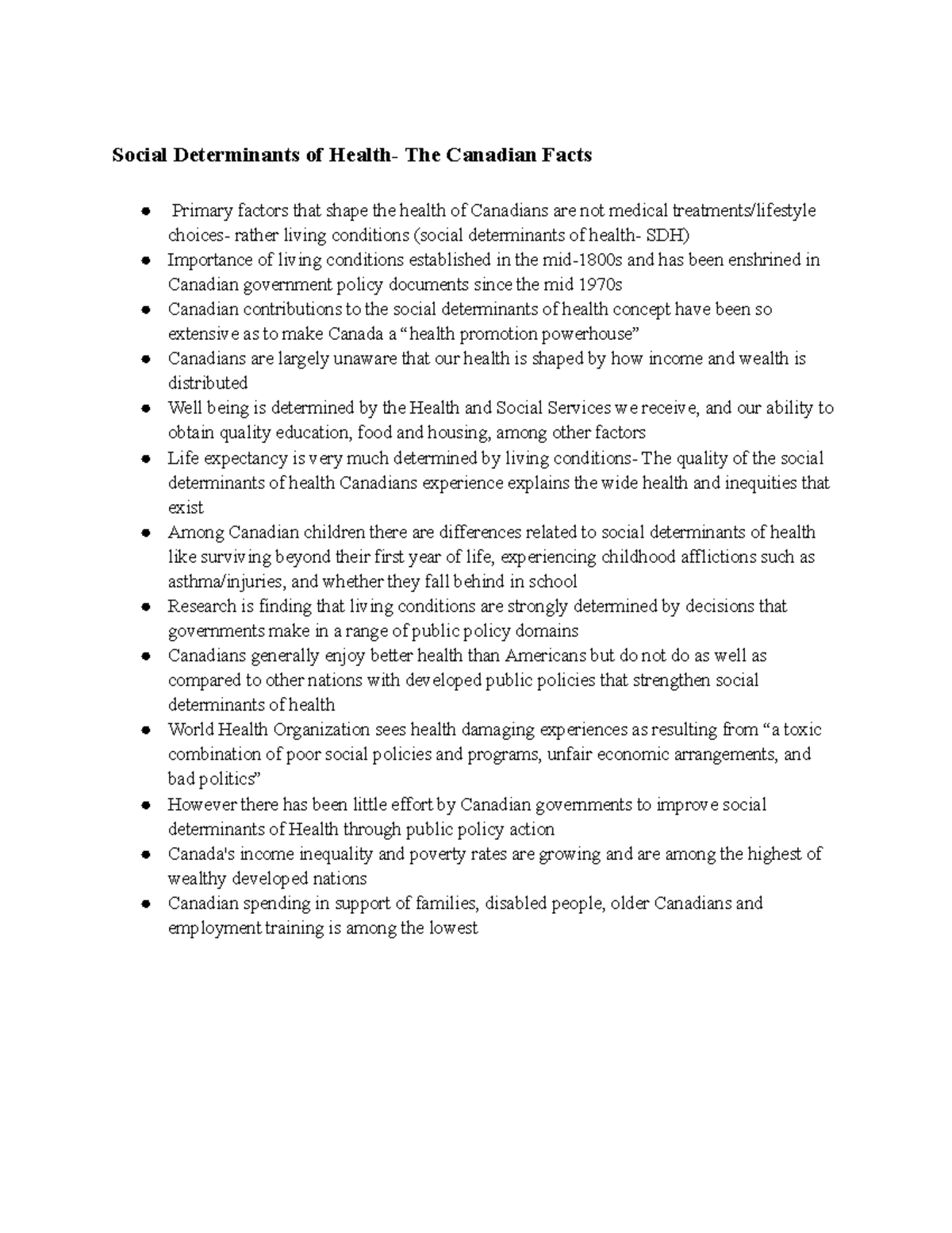 HS1002B readings notes - Social Determinants of Health- The Canadian ...