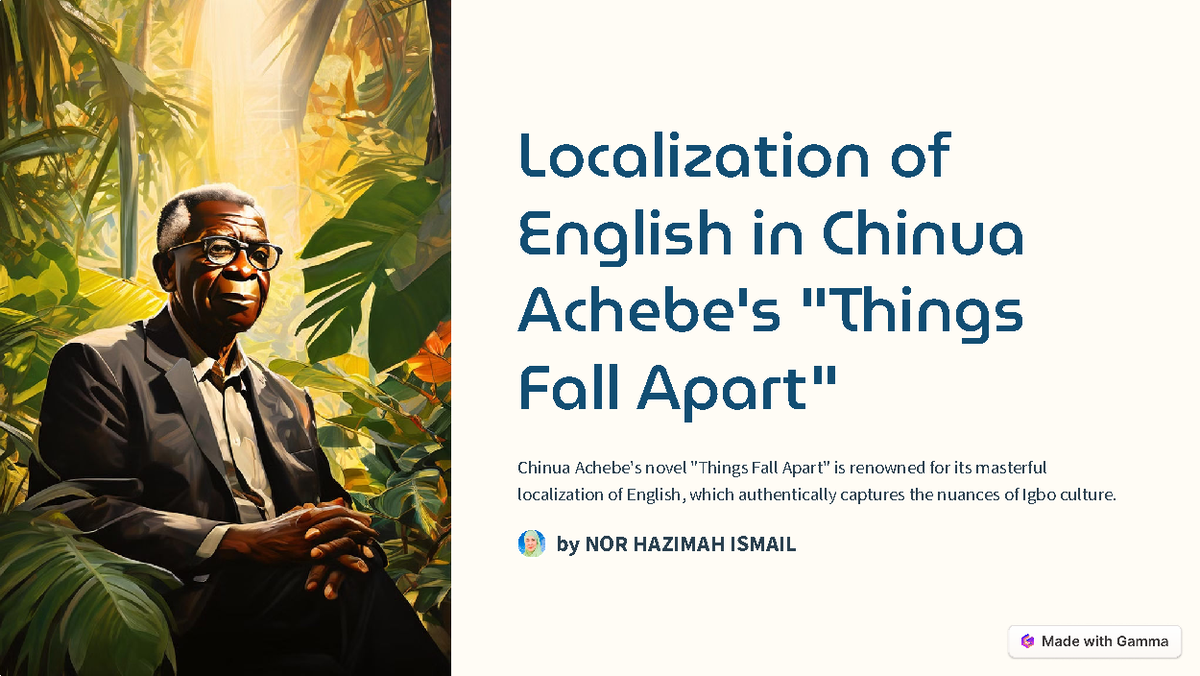 Localization of English in Chinua Achebes Things Fall Apart ...