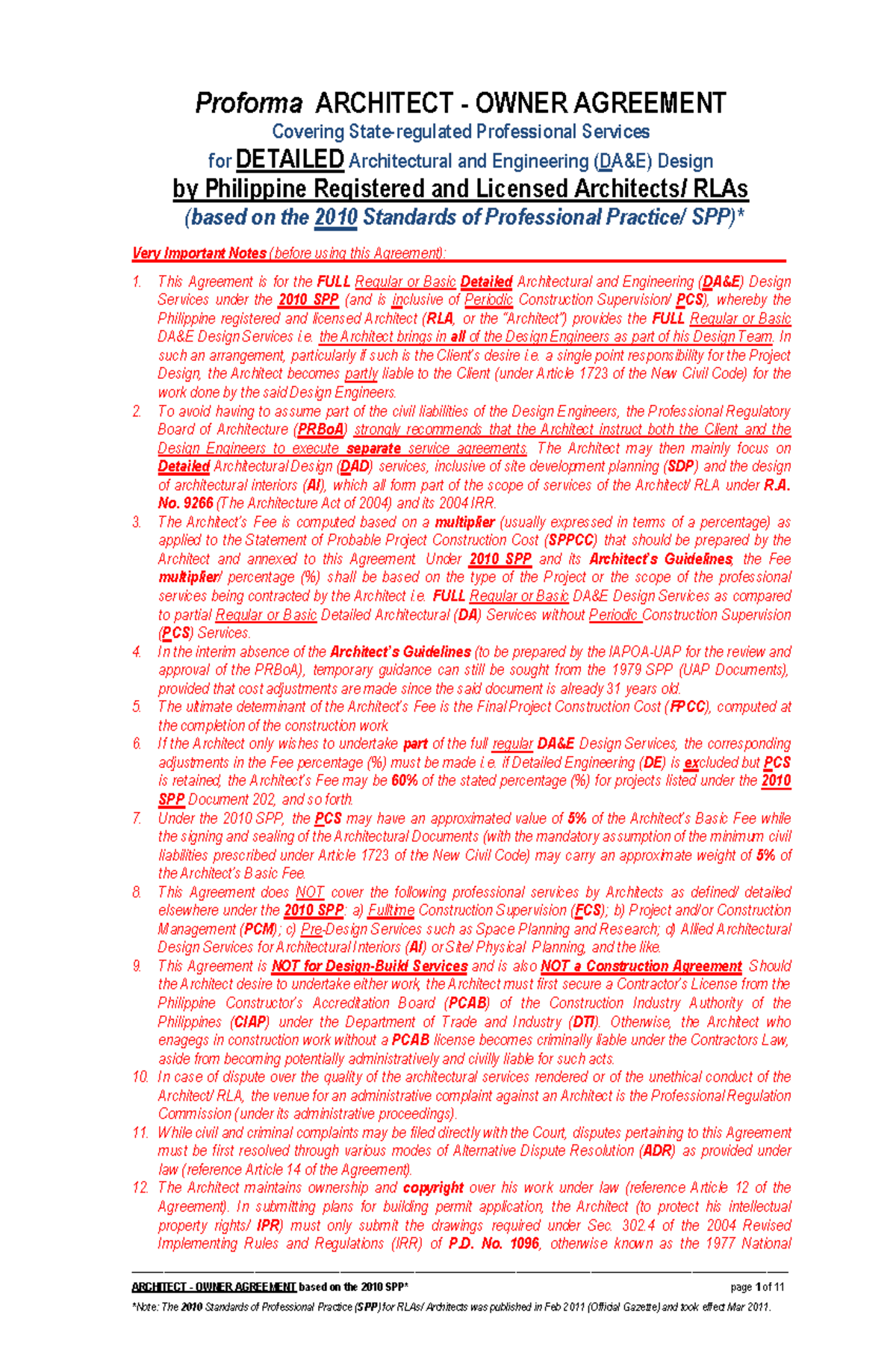DocumentDocumentDocument - ARCHITECT - OWNER AGREEMENT based on the ...