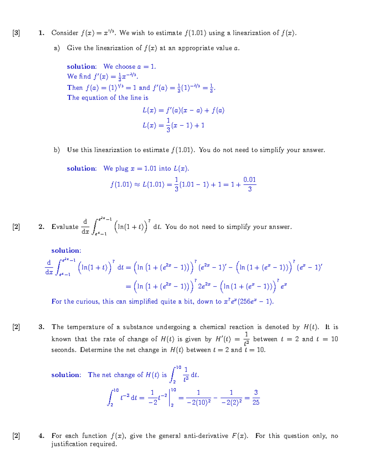 Calc 2 Midterm - Past Exam - MAT1320B Calculus I Test 2(2) [/22] [+0 ...