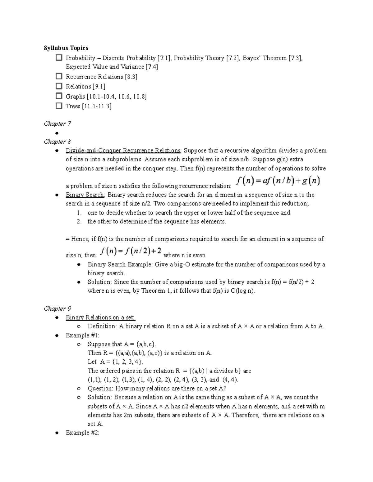 Cs 220 final slide questions notes - Syllabus Topics Probability ...