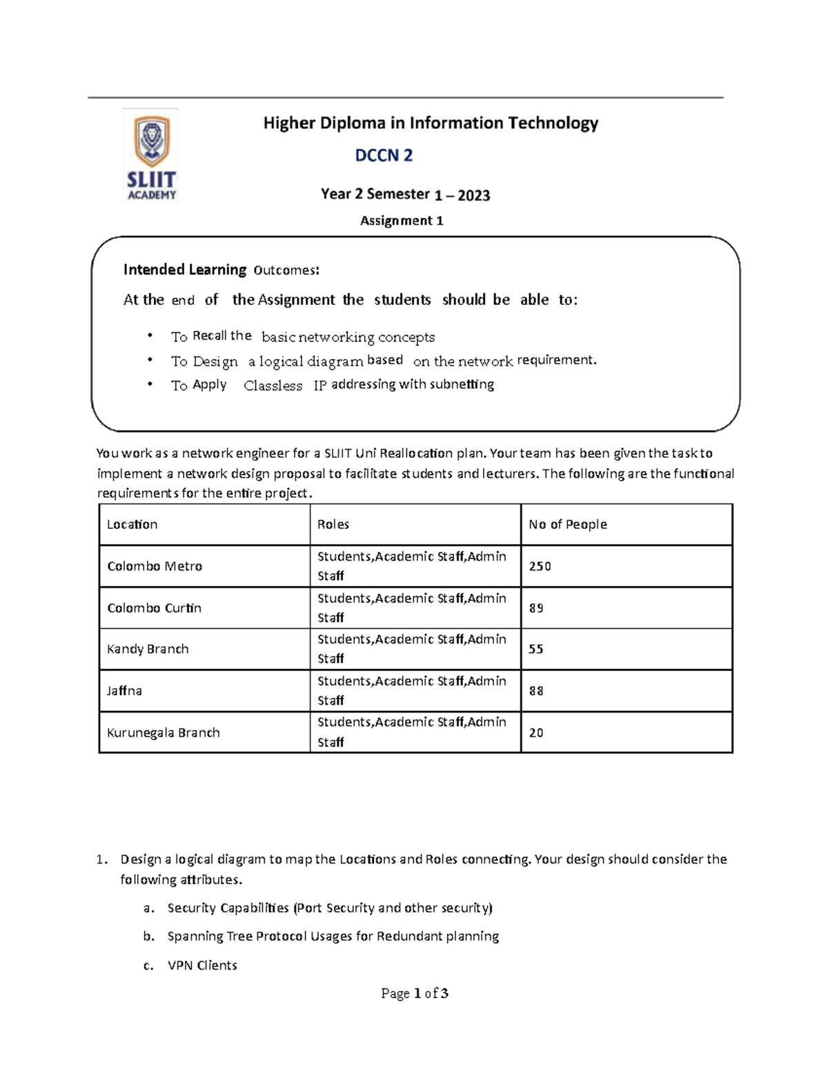 Assignment 1 231025 085050 - Page 1 of 3 Assignment 1 You work as a ...