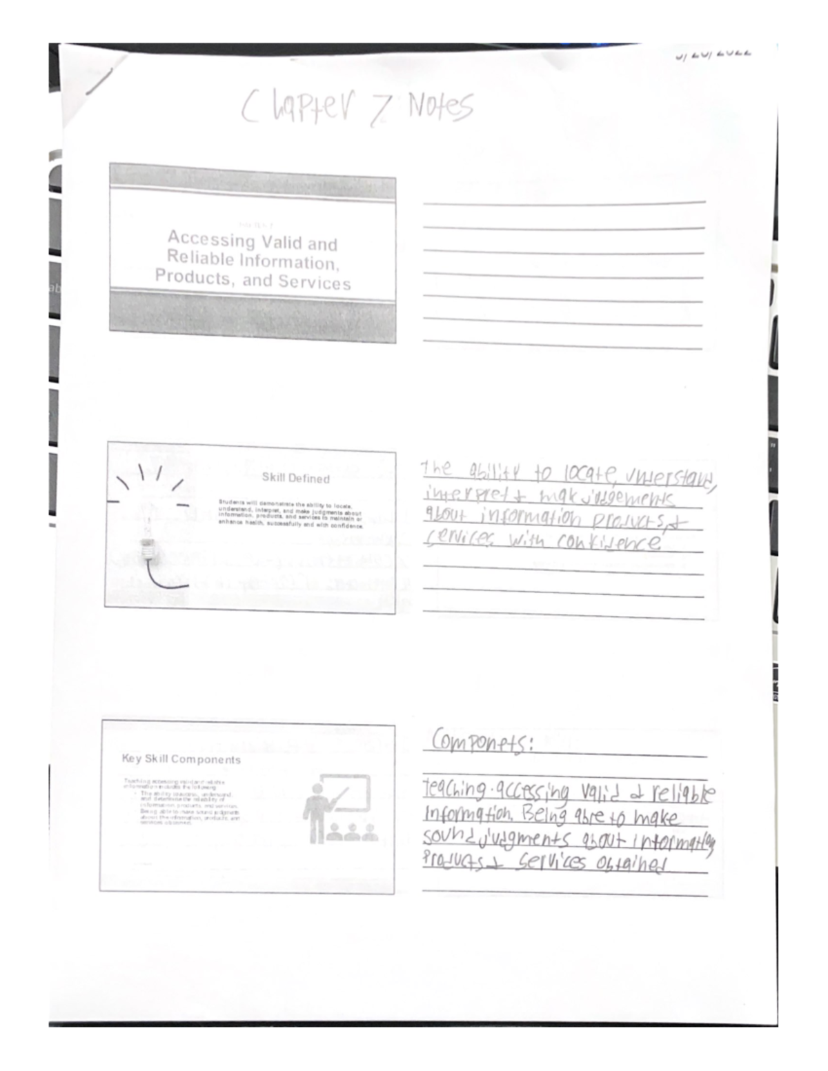 Chapter 7 Notes- DPH 410 - ( hapter 7 Notes Accessing Valid and ...