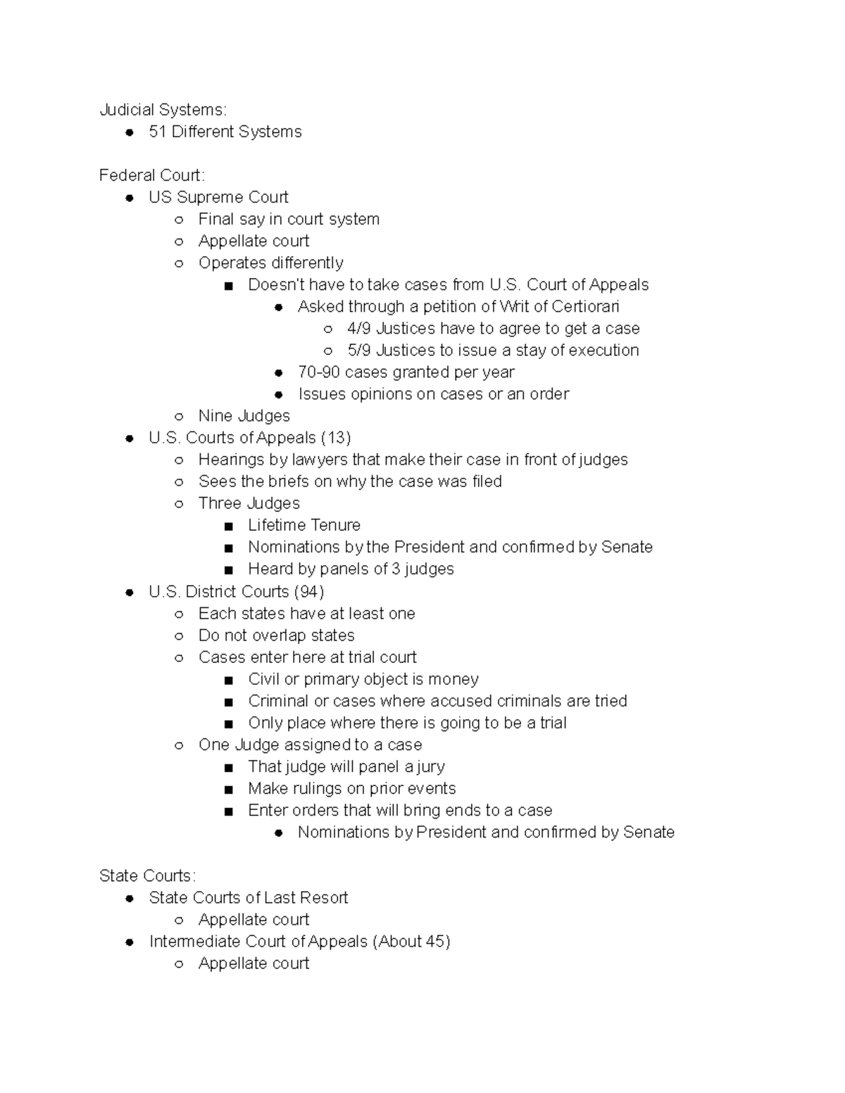 PLSC 384 Notes 1 - Judicial Systems: 51 Different Systems Federal Court ... PLSC 384 Notes 1 - Judicial Systems: 51 Different Systems Federal Court ...
