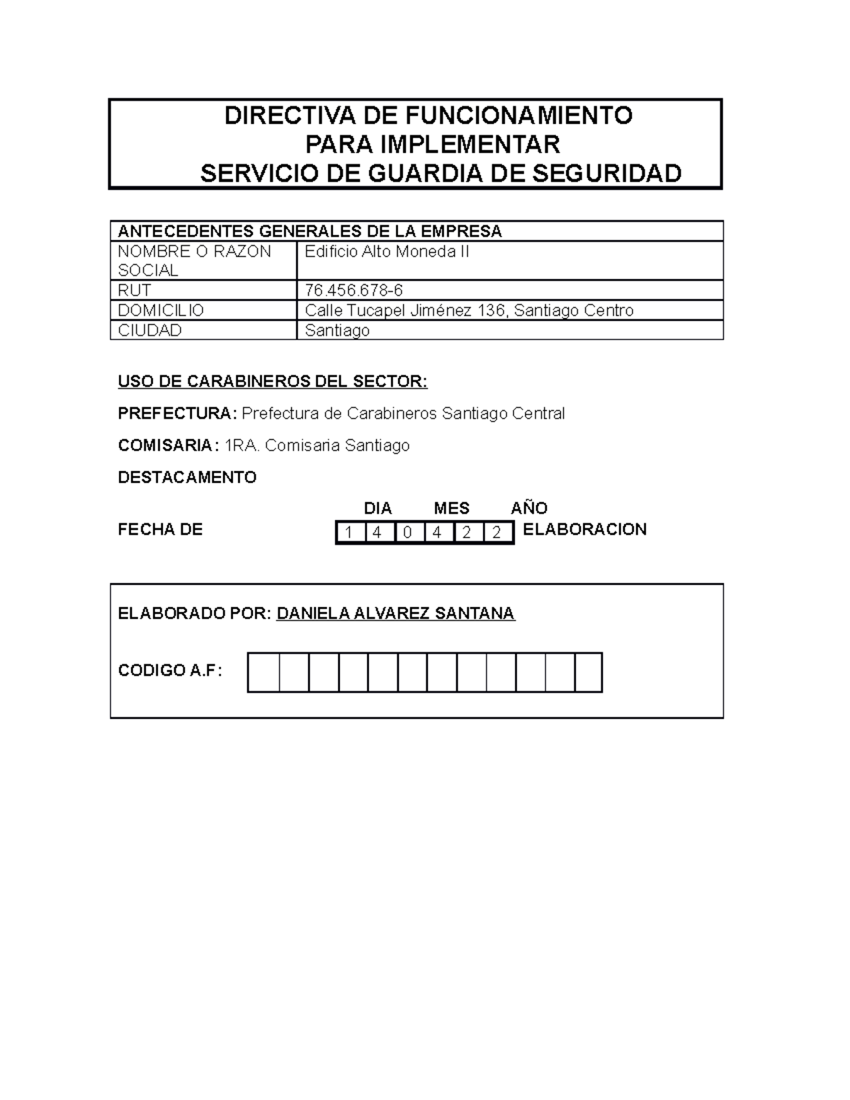 Directiva de funcionamiento Sistemas Tecnologicos - DIRECTIVA DE ...