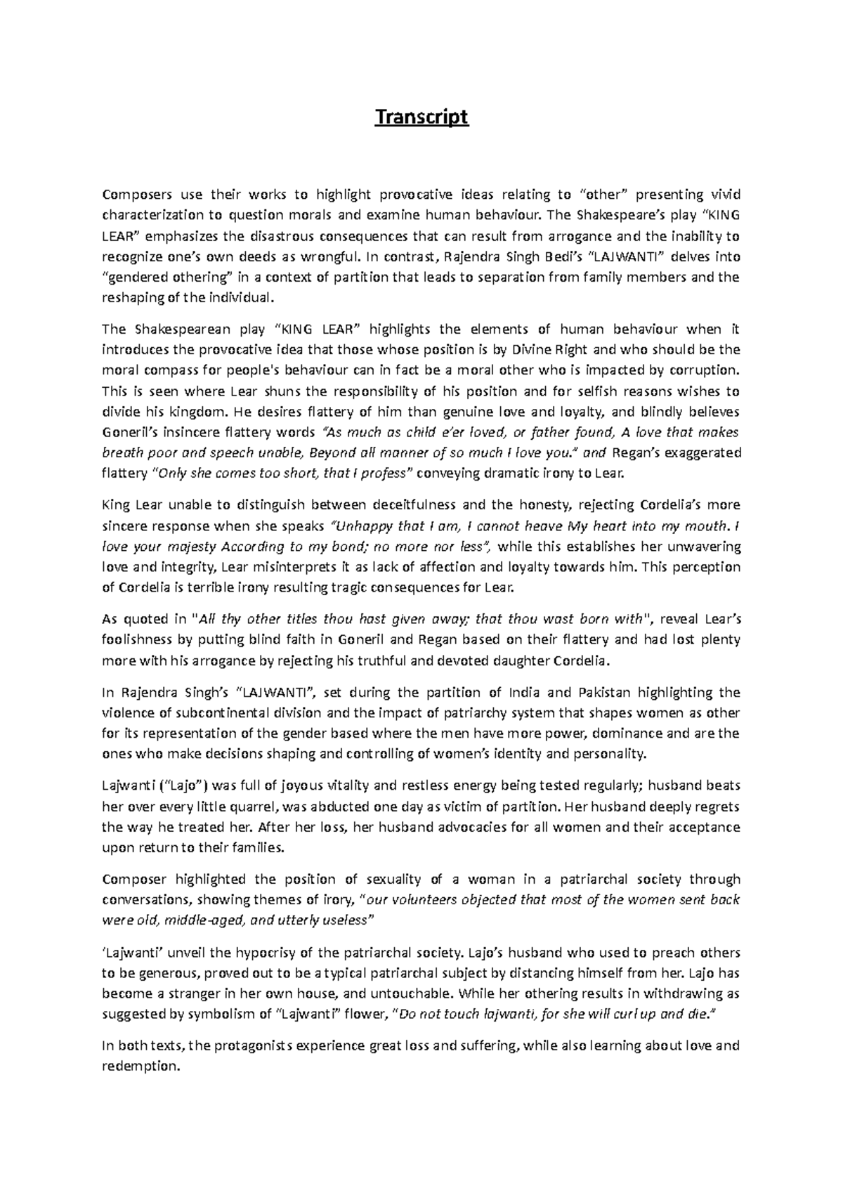 Multimodal Transcript - Transcript Composers use their works to ...