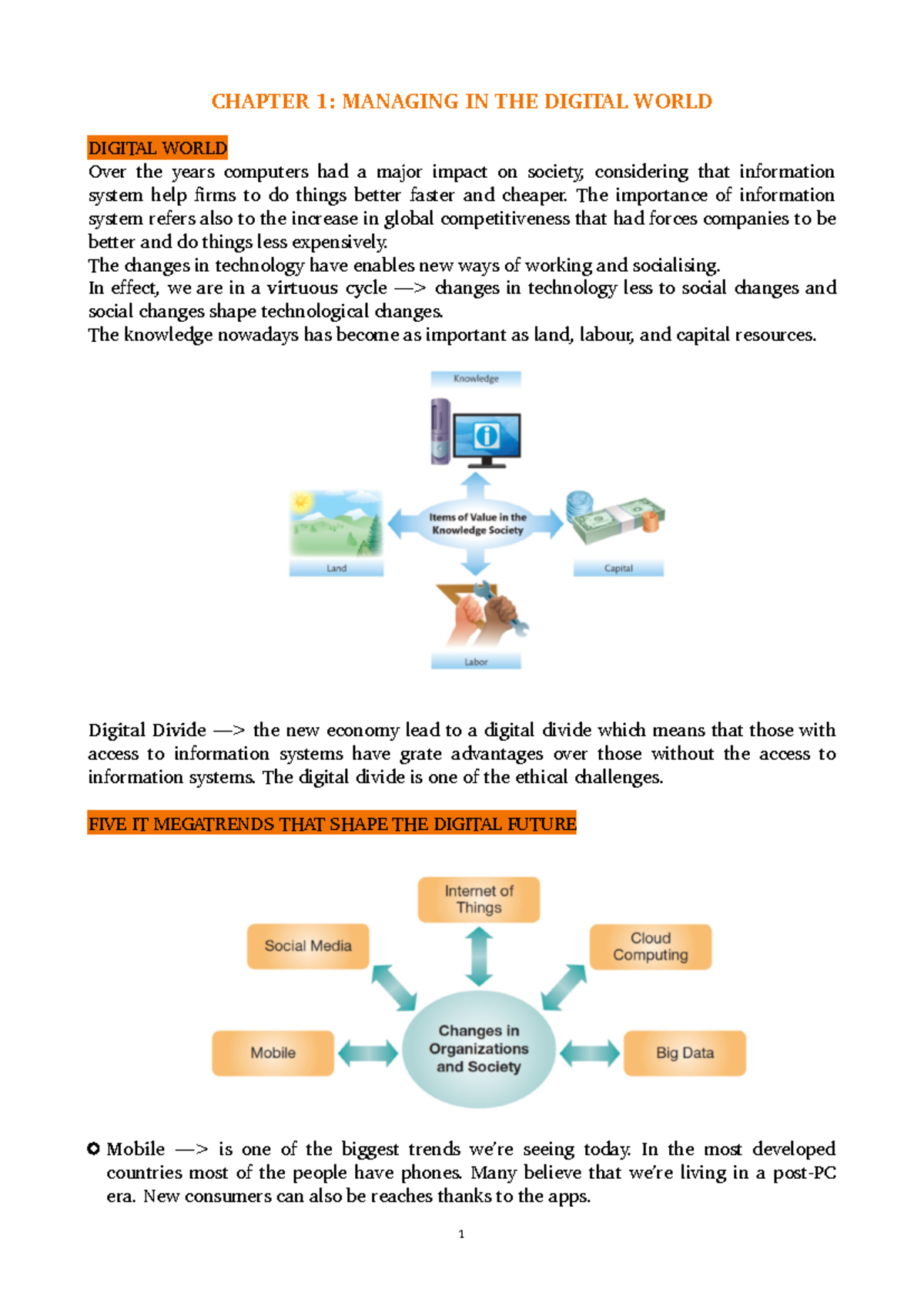 Information technology - CHAPTER 1: MANAGING IN THE DIGITAL WORLD ...