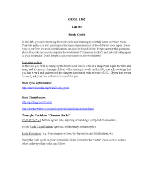 Geology - Lab - GEOL 1301 - m ####### ******* volcanic as 0 O I conglomerate oo o c e E O ...