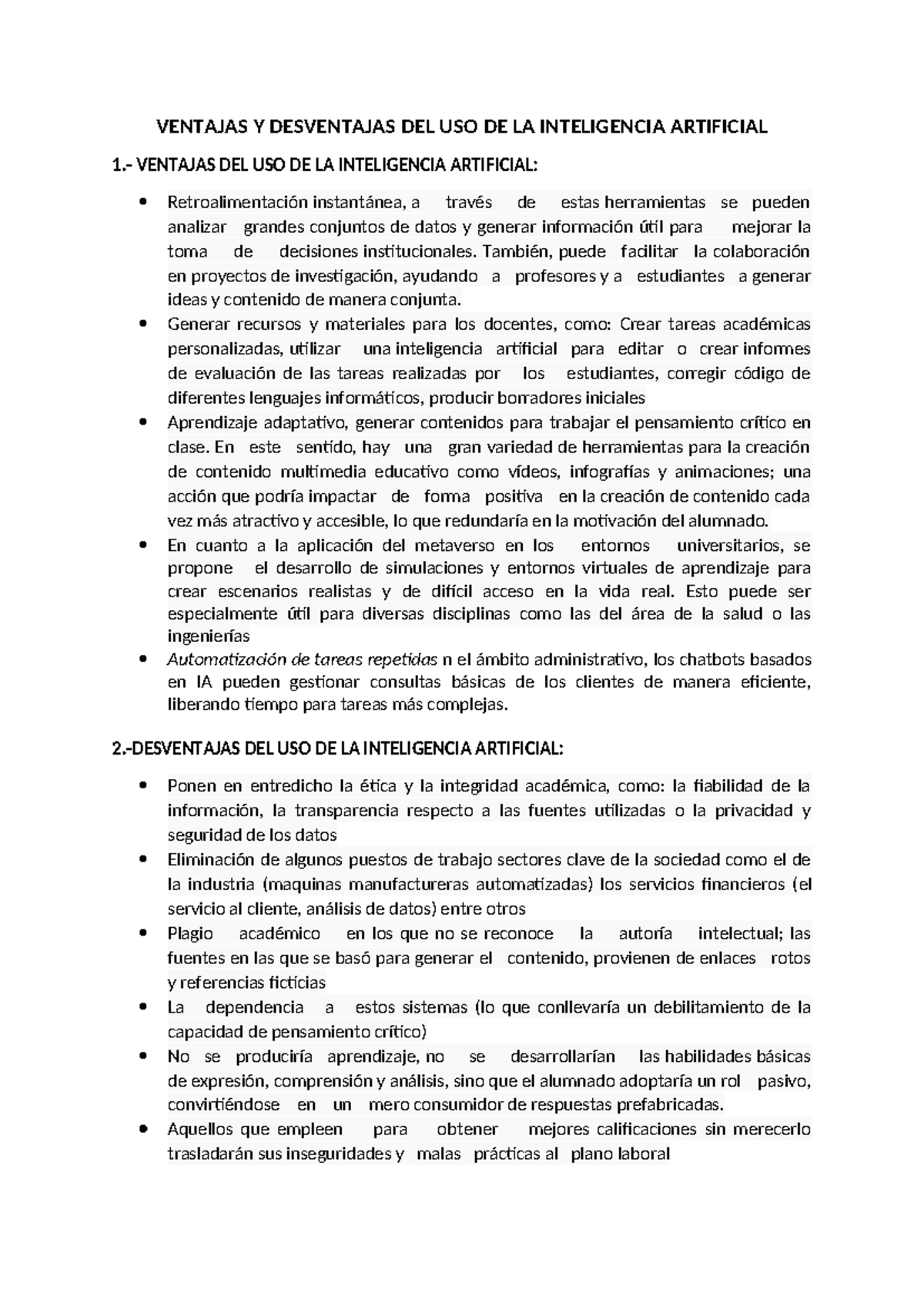 Ventajas Y Desventajas DEL USO DE LA Inteligencia Artificial - VENTAJAS ...