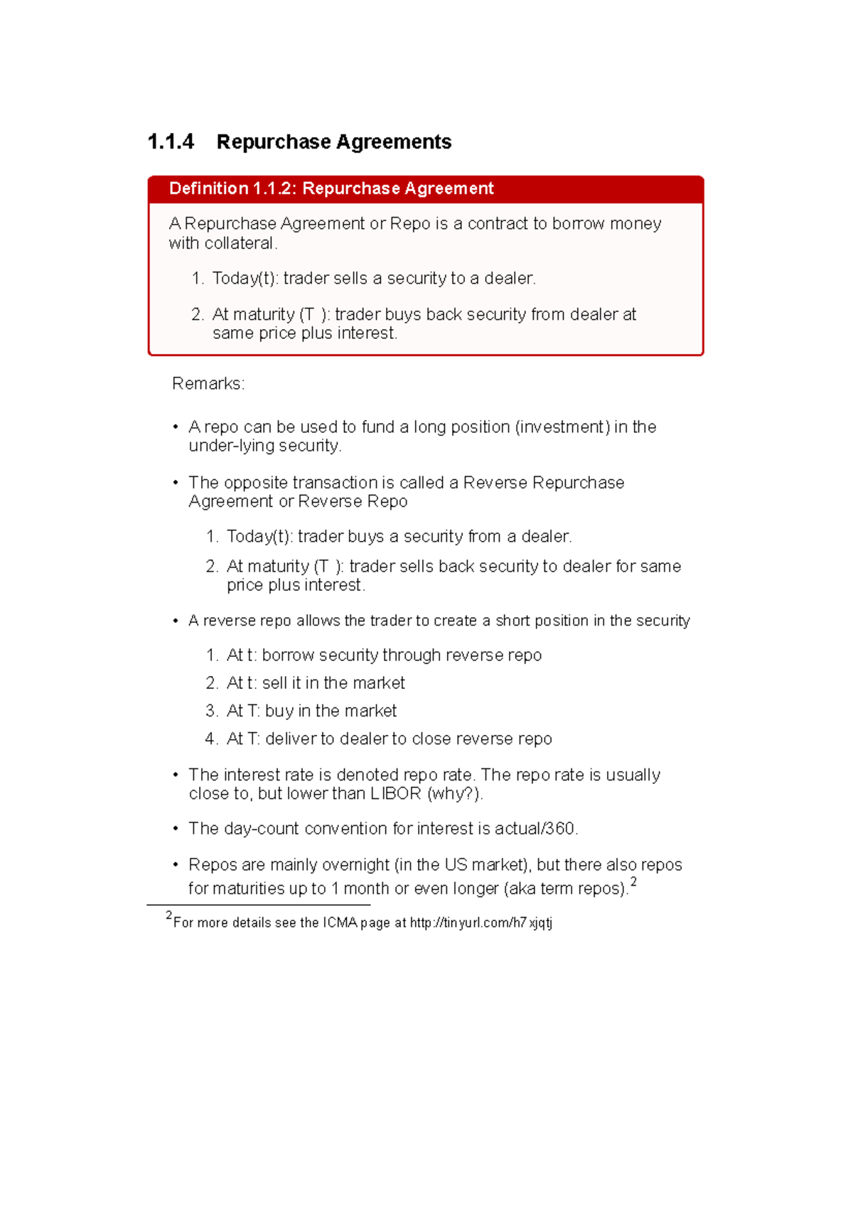 Note 22 - fixed income - 1.1 Repurchase Agreements Definition 1.1 ...