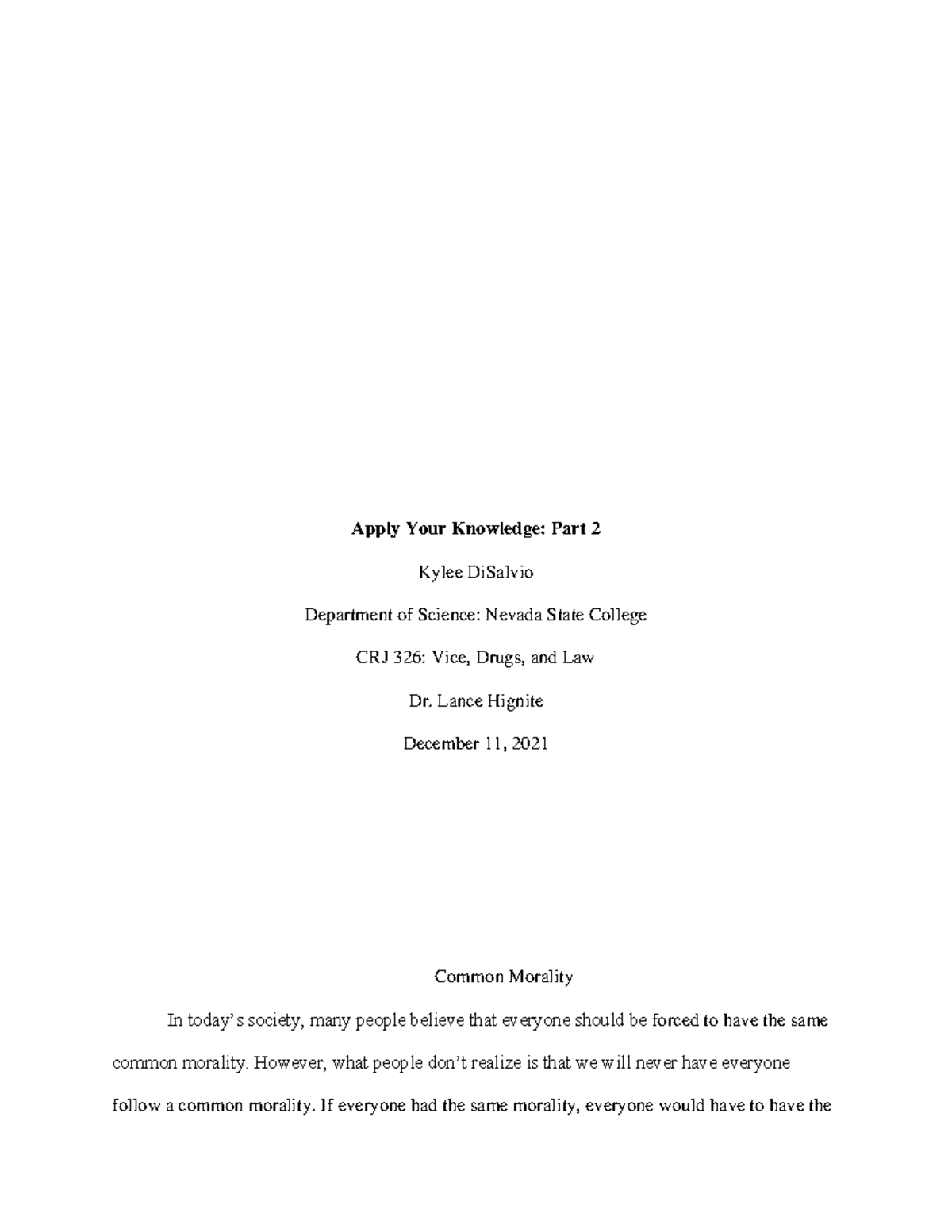 Apply Your Knowledge CRJ 326 - Apply Your Knowledge: Part 2 Kylee ...