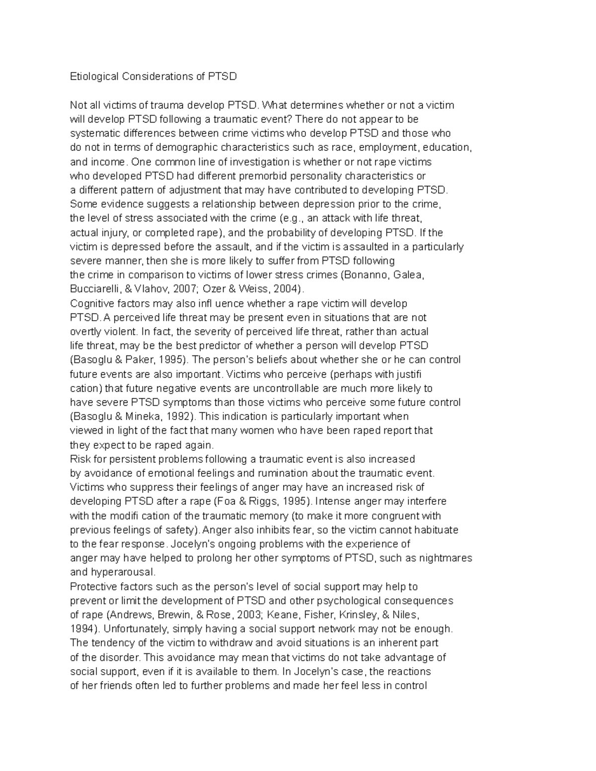 Etiological Considerations of PTSD - What determines whether or not a ...