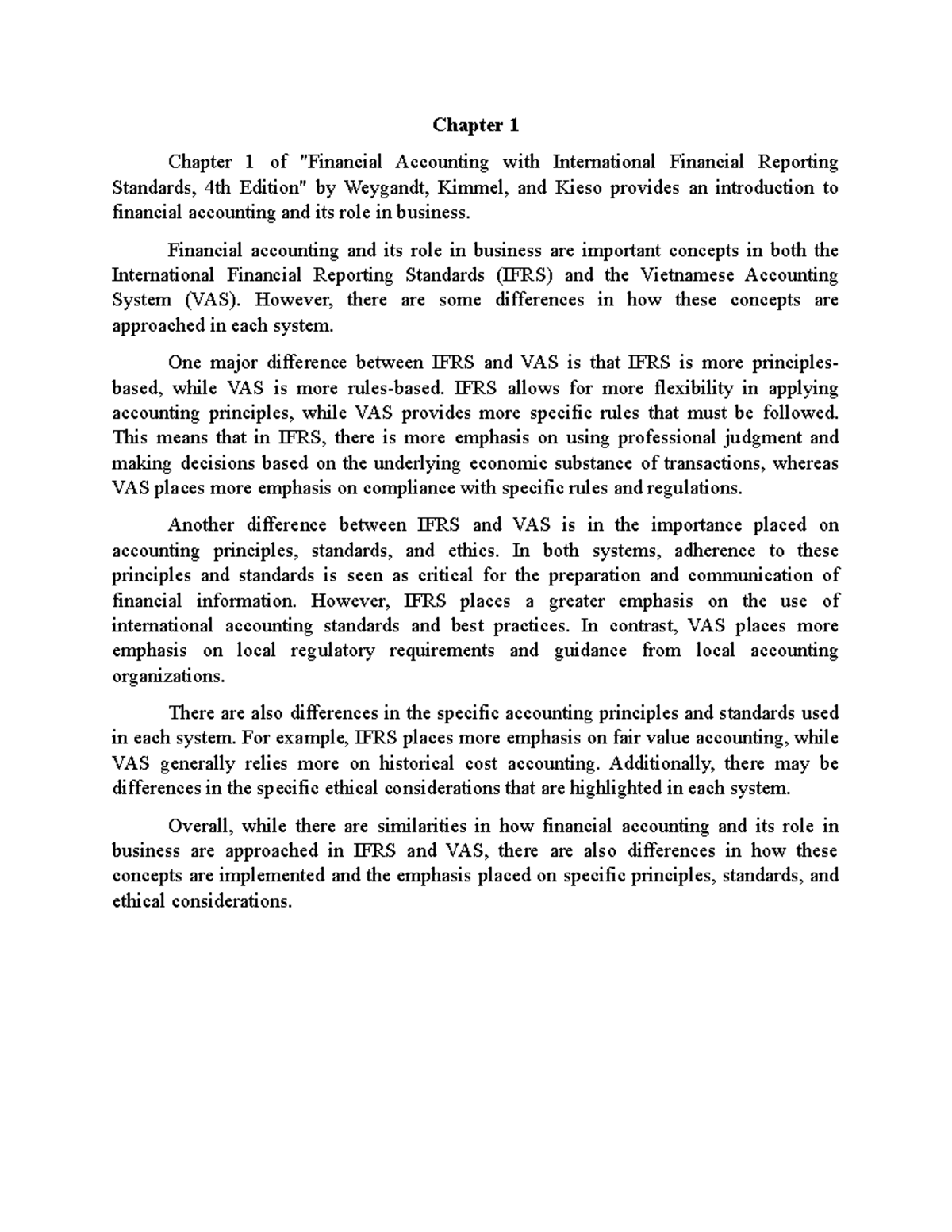Chapter 1 + 2 - Compare: Chap 1+2 ( IFRS ) and VAS - Chapter 1 Chapter ...