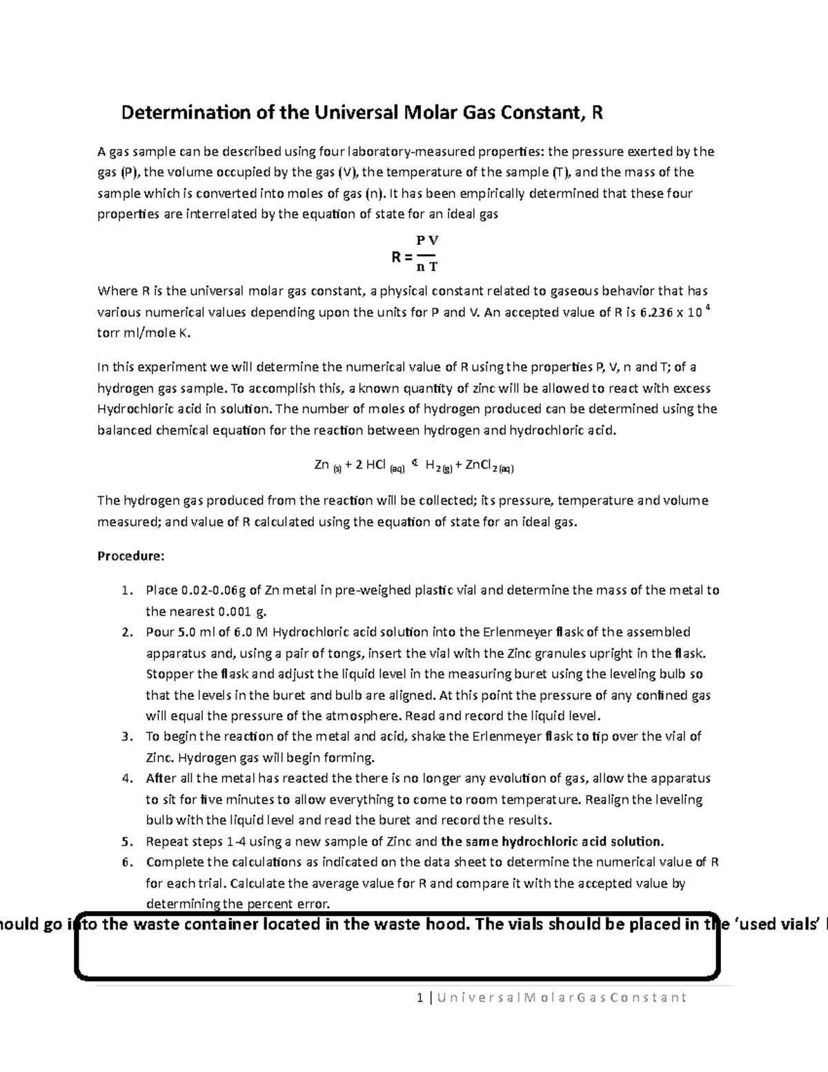 Determination of the Universal Molar Gas Constant - 1 | U n i v e r s a ...